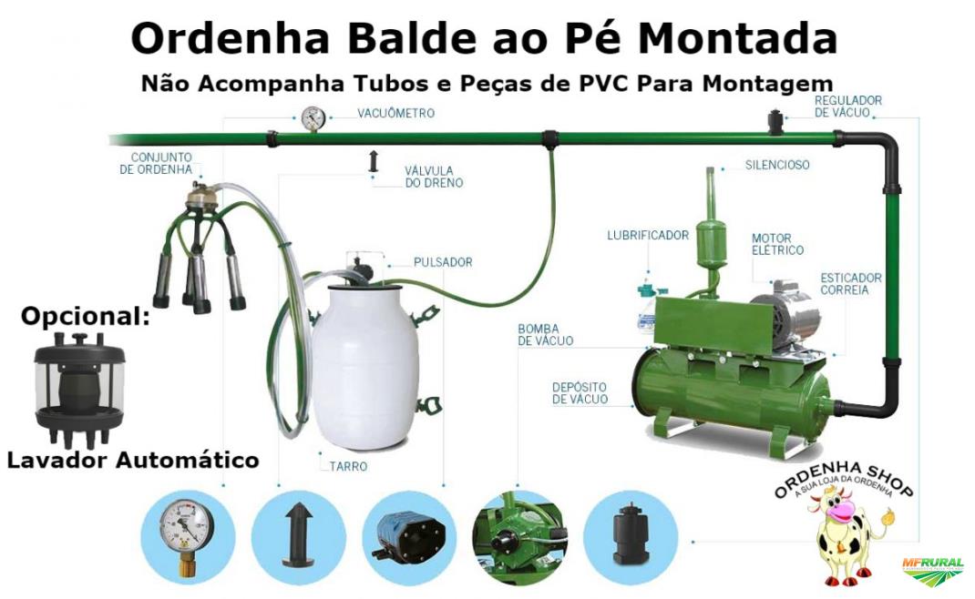 Ordenha Balde ao Pe Prime Modelo 450 Com 2 Conjunto, Motor 2 Cv, 344470