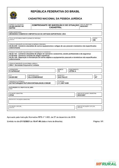 Cnpj Imec Cristova em São Paulo | Preço Venda Compra - MF Rural
