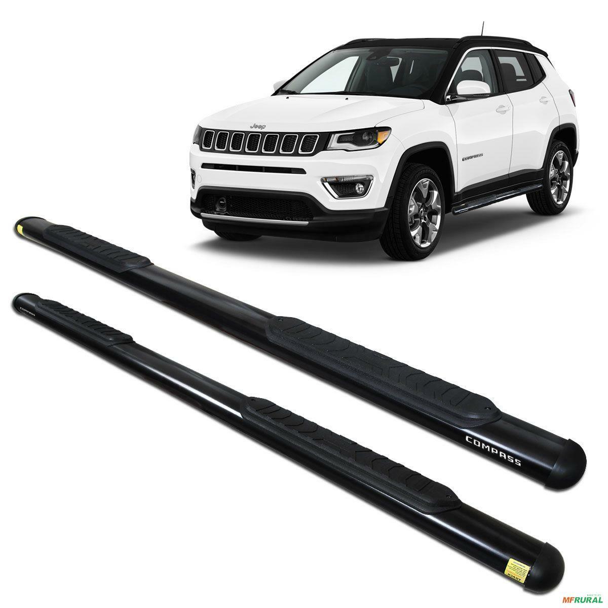 Estribo Lateral Jeep Compass 2017 A 2023 Oblongo Oval Preto em 595757