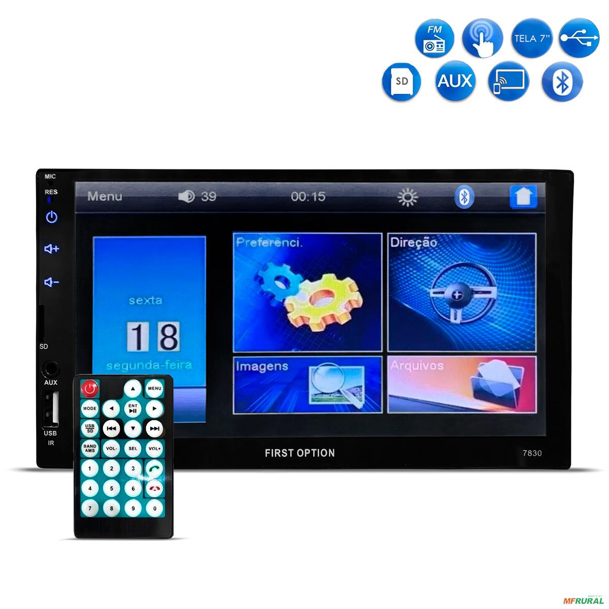 Central Multimídia First Option 7830 Mp5 Tela 7 Espelhamento 597515