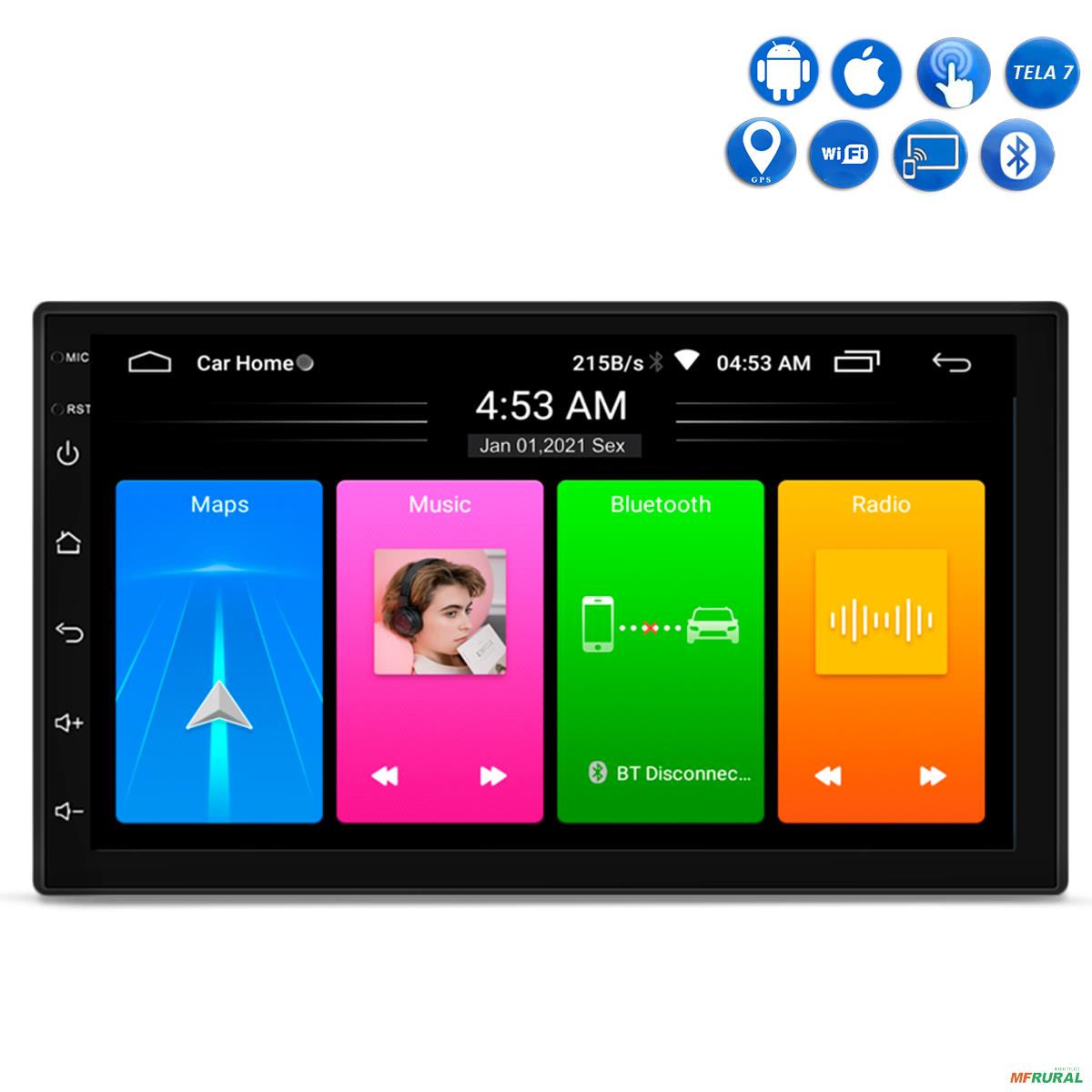 Central Multimídia Mp5 2 Din Roadstar Android 10.1 Rs-807Br Plus 598264