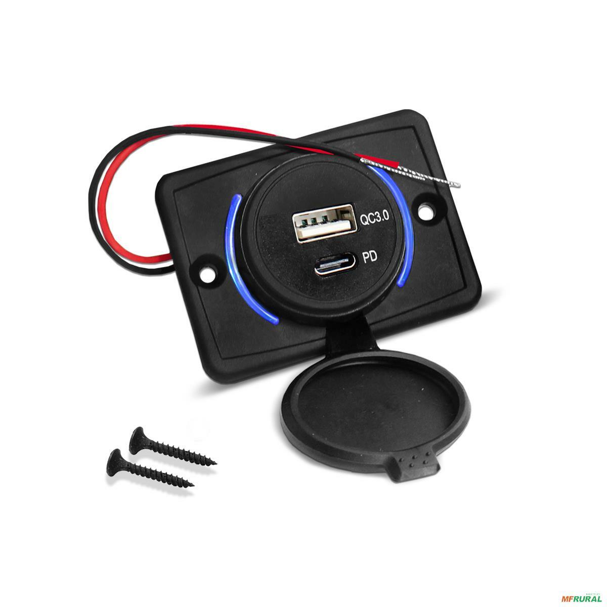 Tomada Carregador Veicular Usb E Usb-Pd Tipo C Van Carro 604747