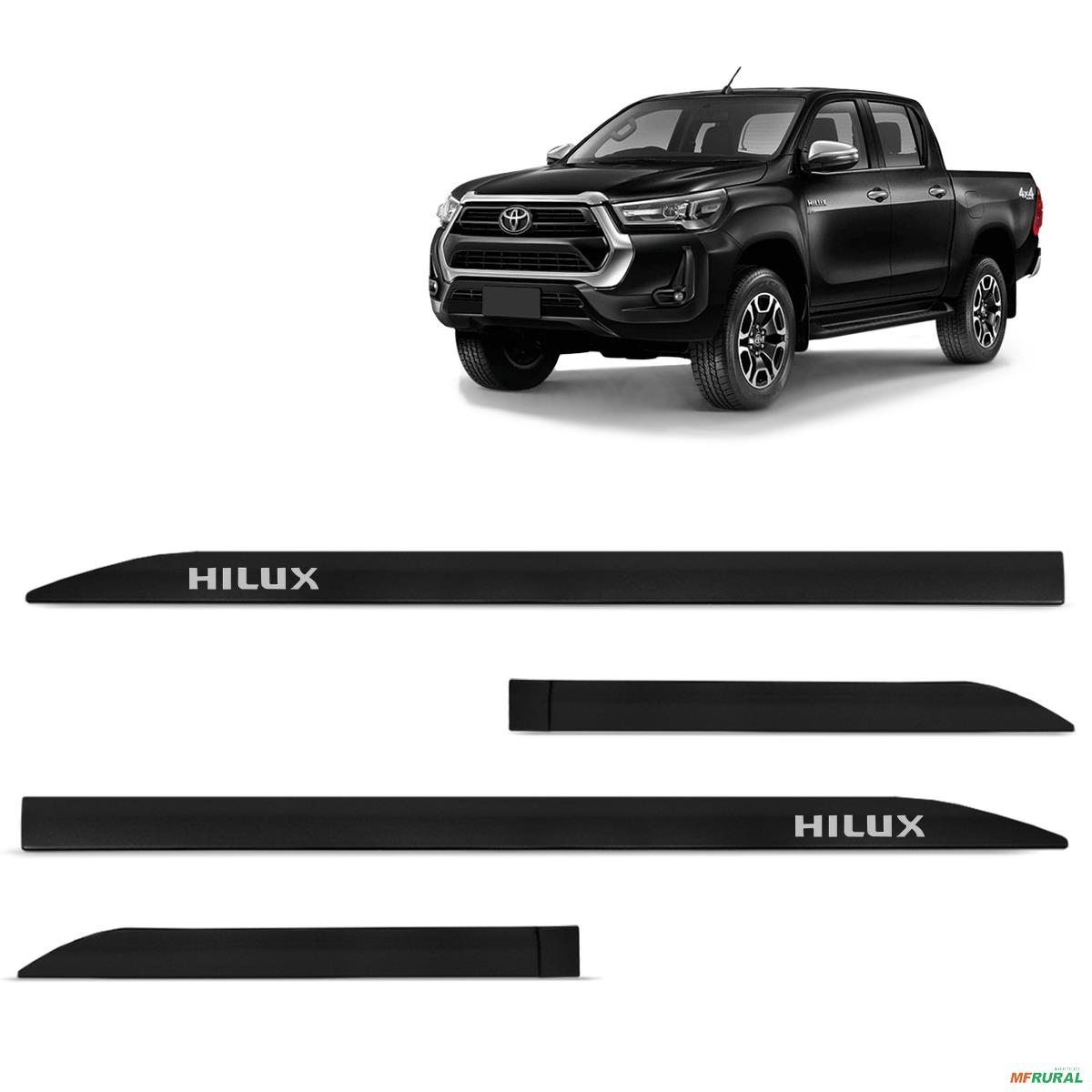 Jogo de Friso Lateral Hilux 2016 A 2023 Preto Eclipse Facão em 647384