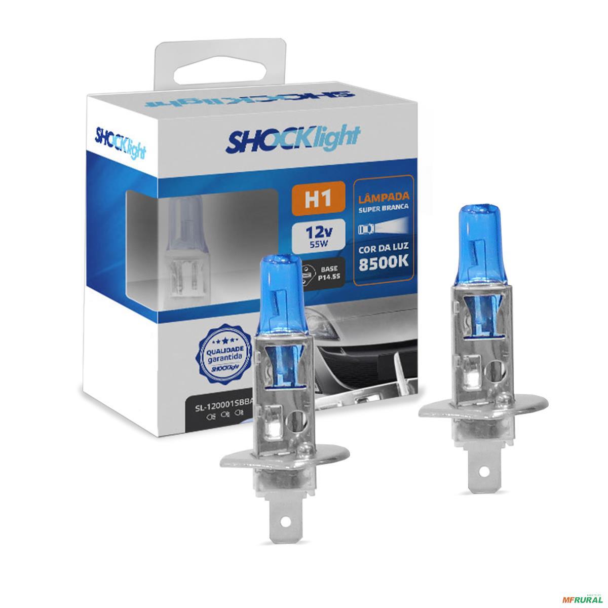 Kit Lâmpadas Halogena Super Branca H1 55W 8500K Shocklight em 674861