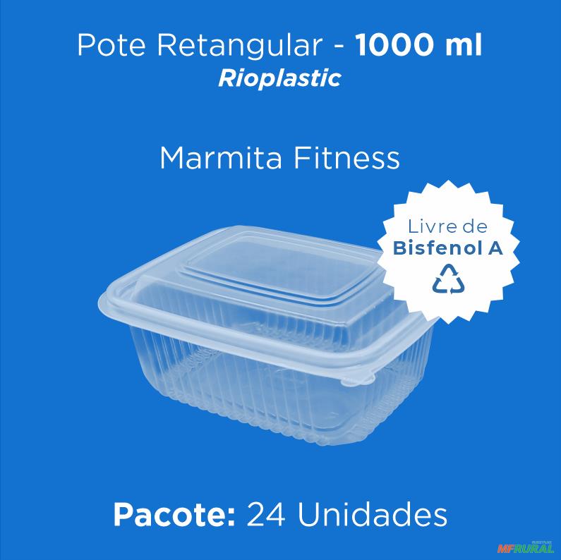 Pote Retangular (Marmita Fitness) - 1000 ml - 24 Und - 636626