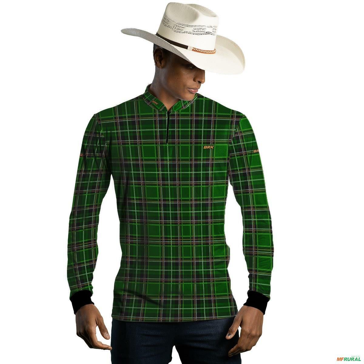 Camisa Country Masculina Xadrez Verde Brk Com Uv50 em Uberlândia 673082