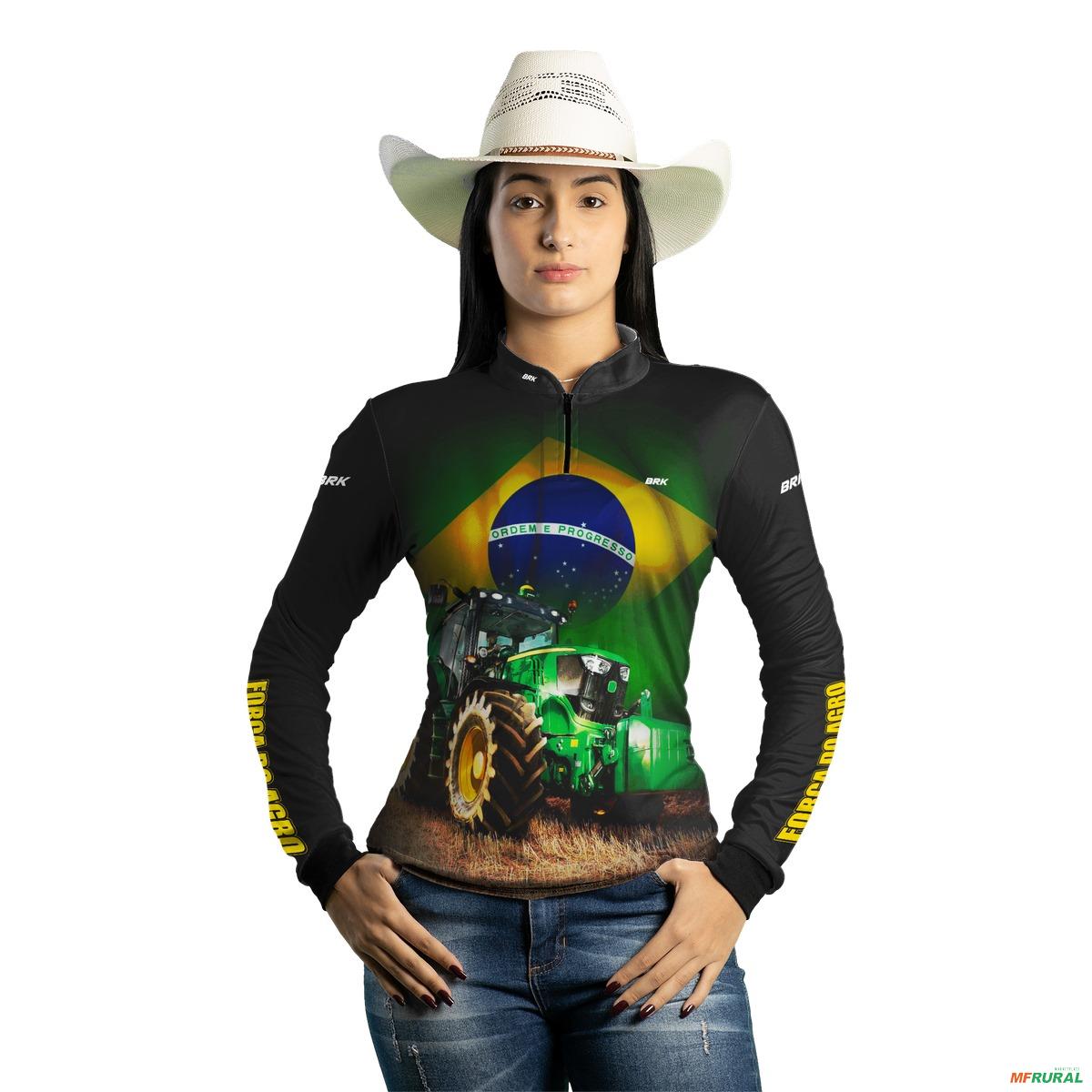 Camisa Agro Brk Trator Verde Brasil Com Uv50+ - Gênero: 682675