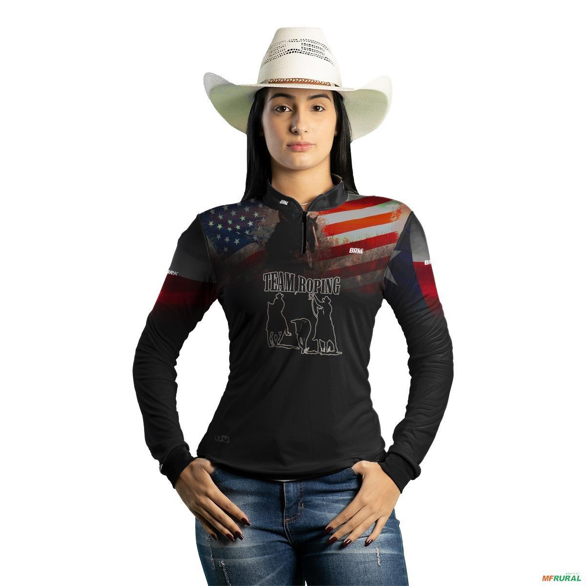 Camisa Agro Brk Team Roping Rodeio Usa Com Uv50 - Gênero: 683294