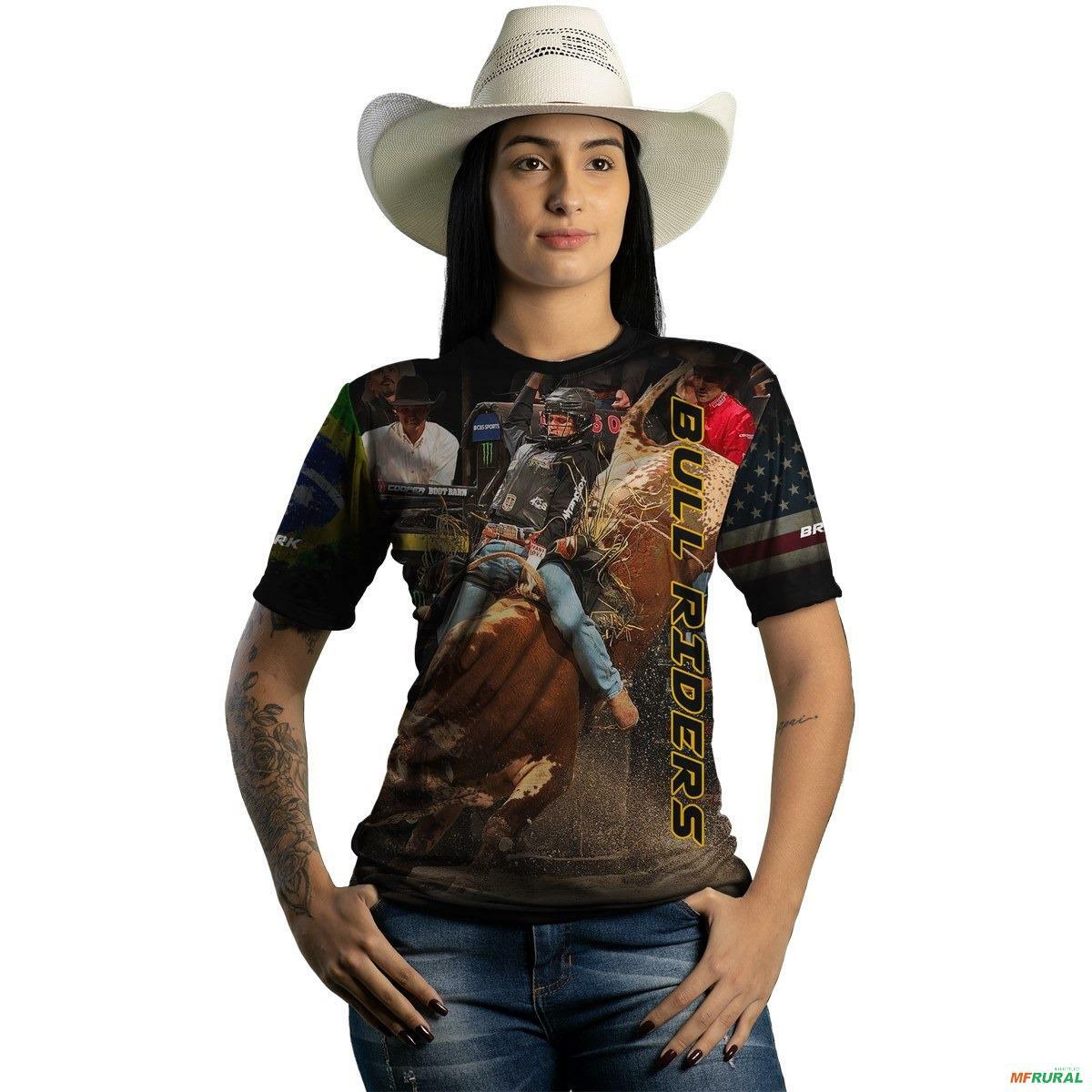 Camiseta Country Brk Rodeio Bull Rider Brasil 5 Com Uv50 - 683951