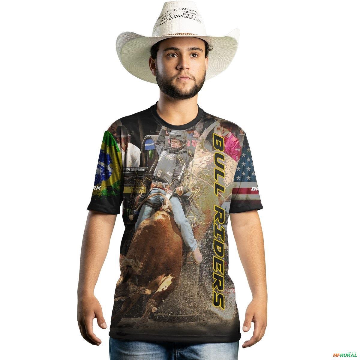 Camiseta Country Brk Rodeio Bull Rider Brasil 5 Com Uv50 - 683961