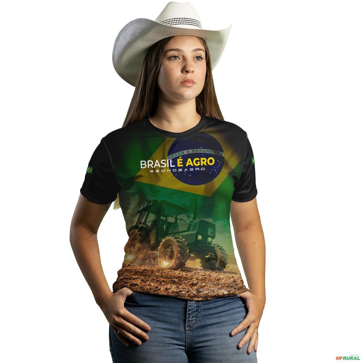 Camiseta Agro Feminina Brk Brasil Agro É Top Com Uv50 - Gênero: 703296