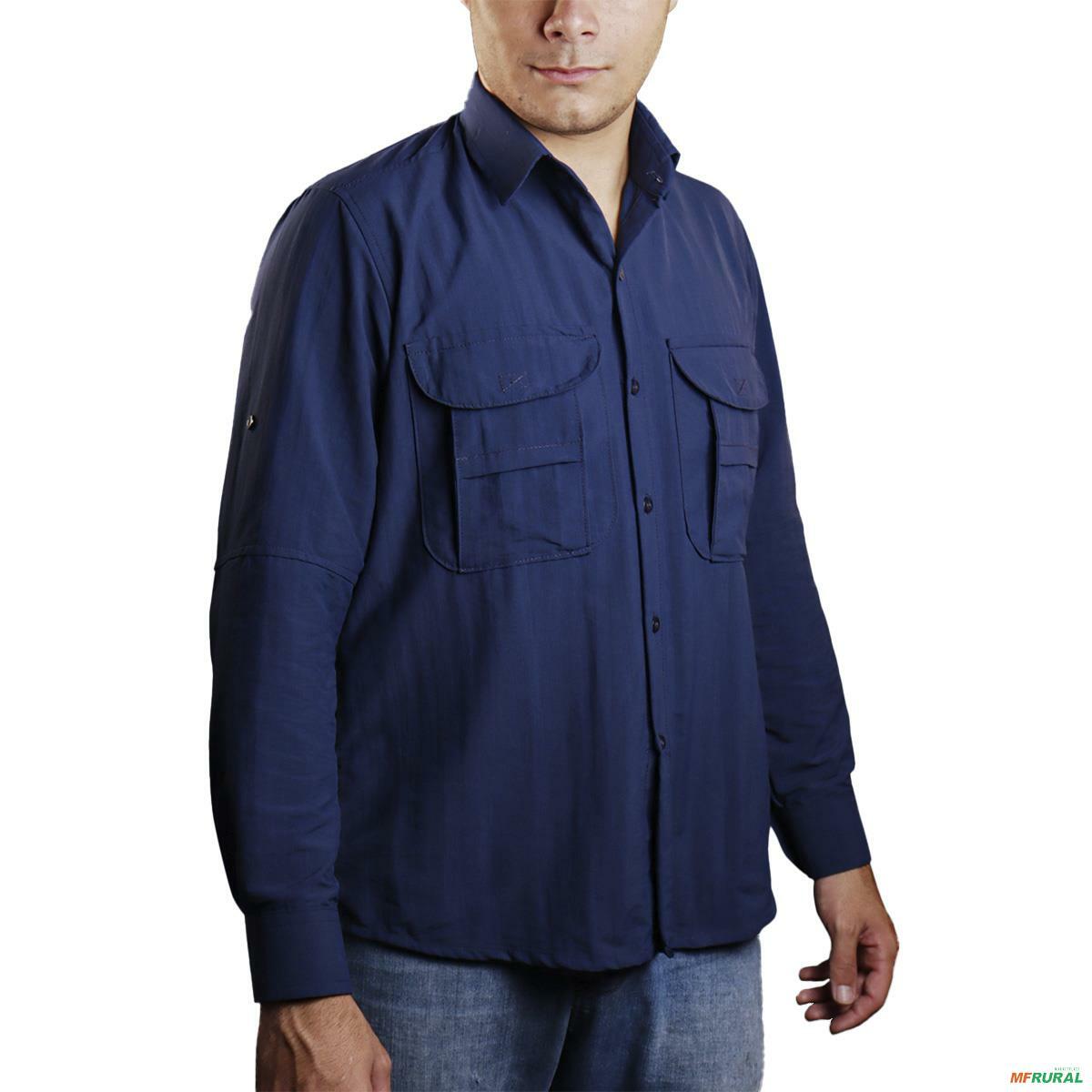 Camisa Work Brk Com Proteção Uv50+ - Azul - Gênero: Masculino 780635
