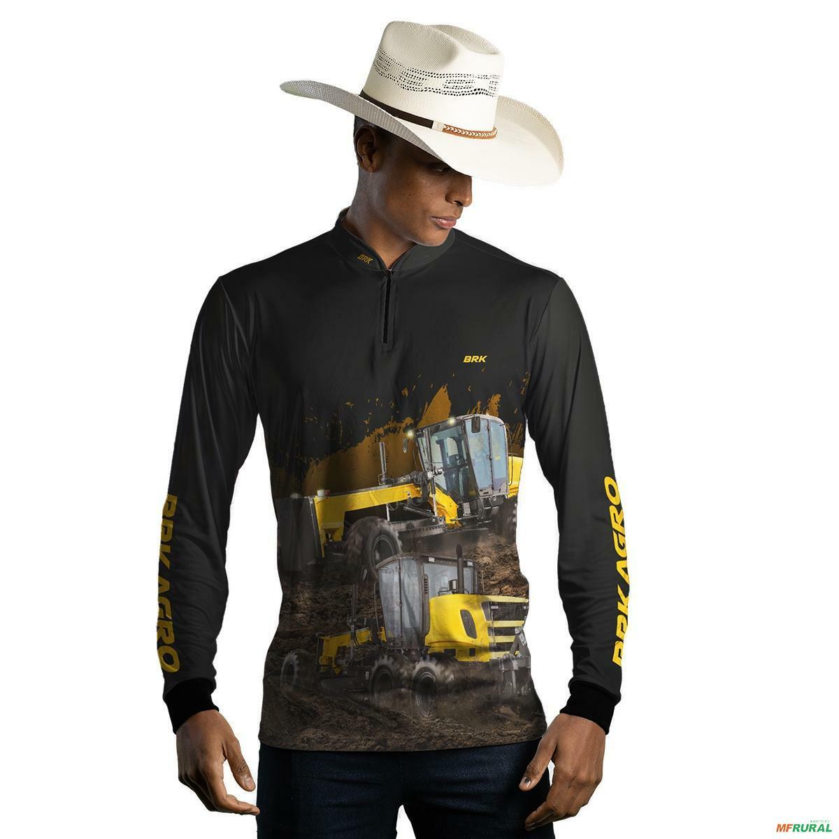 Camisa Agro Brk Amarela E Preta Motoniveladora Com Uv50+ - 790604