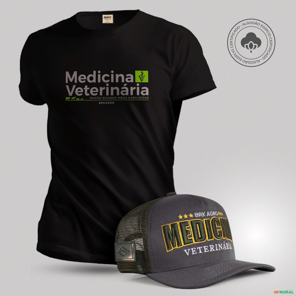 Kit Camiseta + Boné Trucker Agro Medicina Veterinária Com 801629