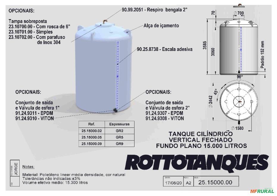 Tanque Cilindrico Vertical 15.000 Litros Gr5 em Guararema SP à 713273