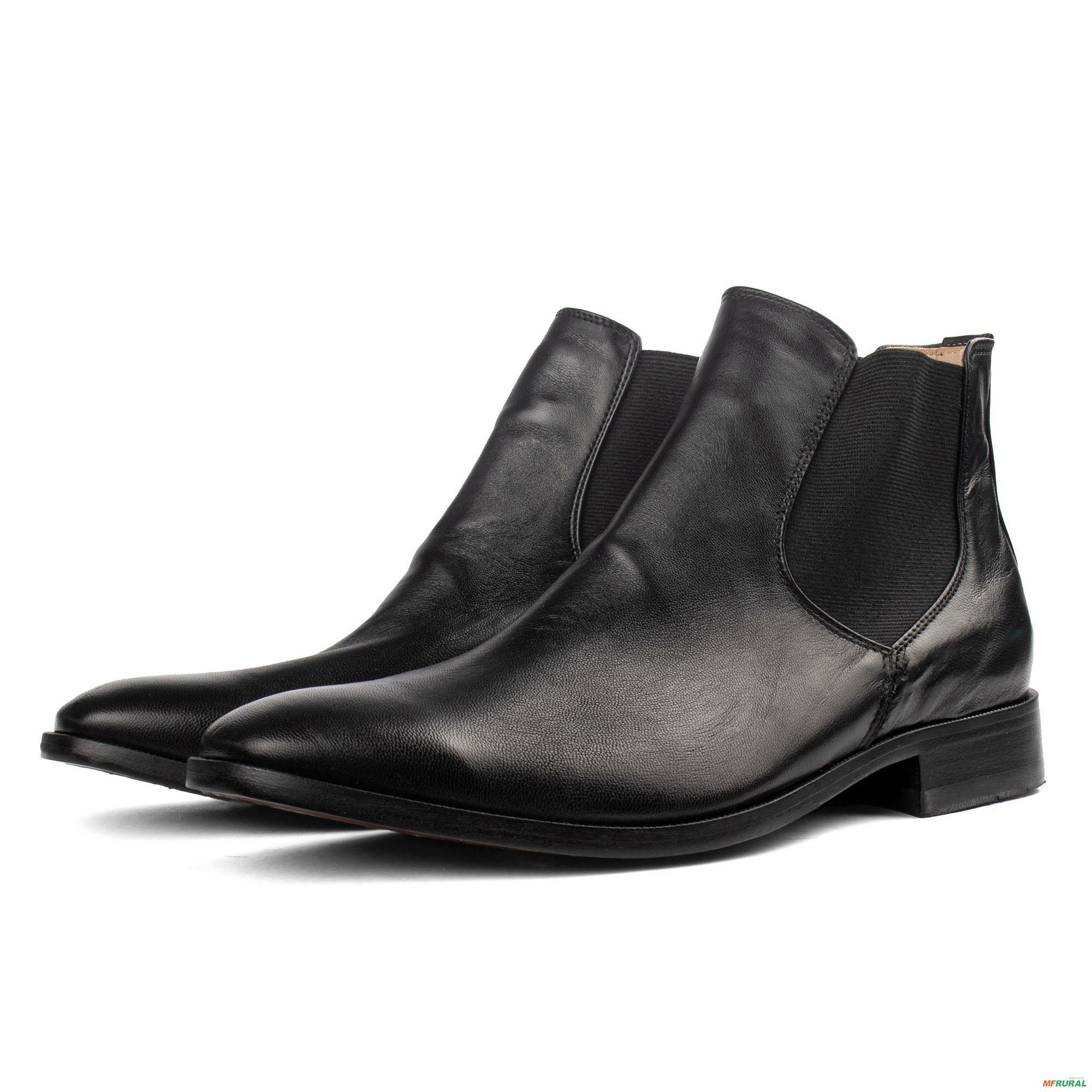 Botina Masculina Social Garotti Couro Pelica Preto - 1339 - 814130