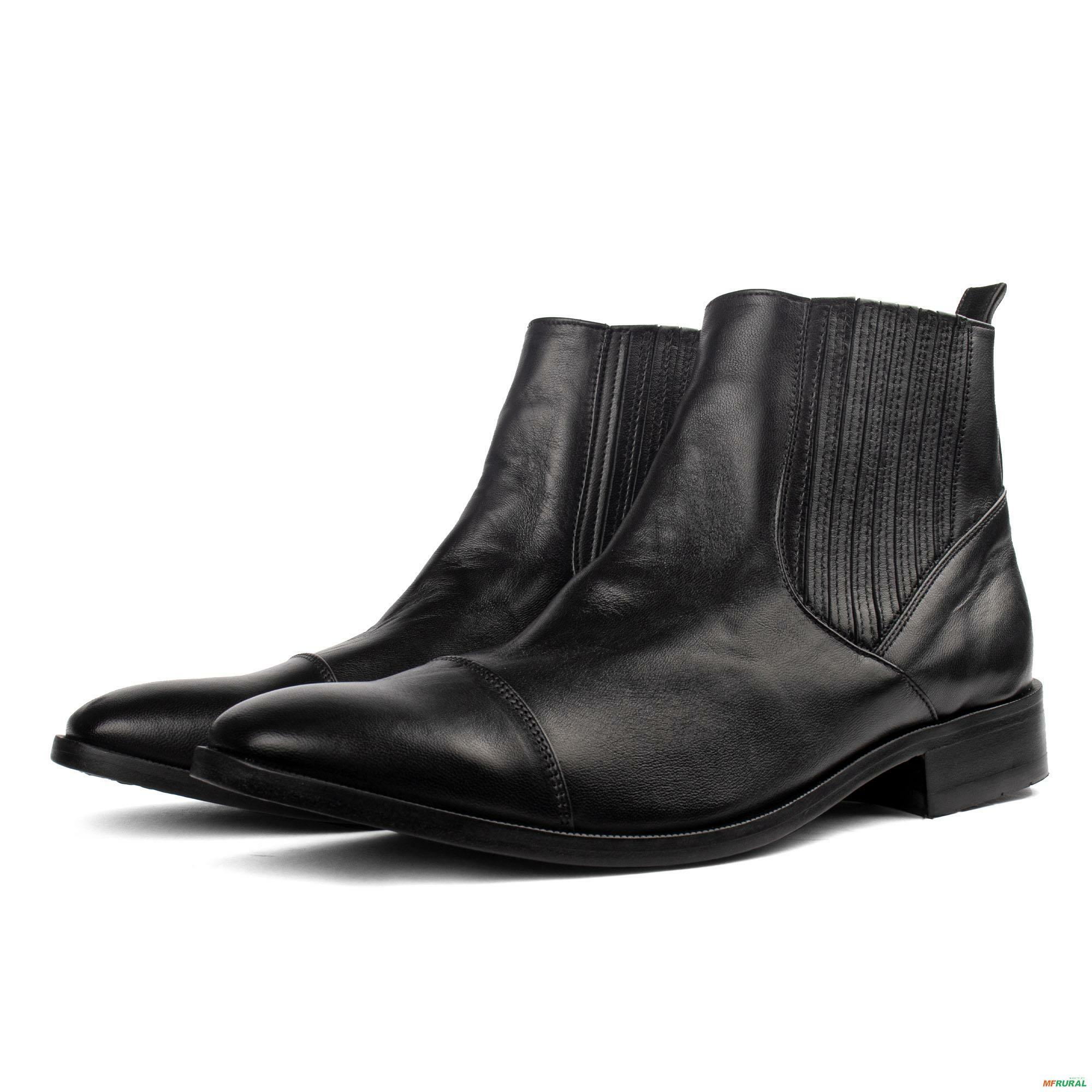 Botina Masculina Social Garotti Couro Pelica Preto - 1342 - 814137