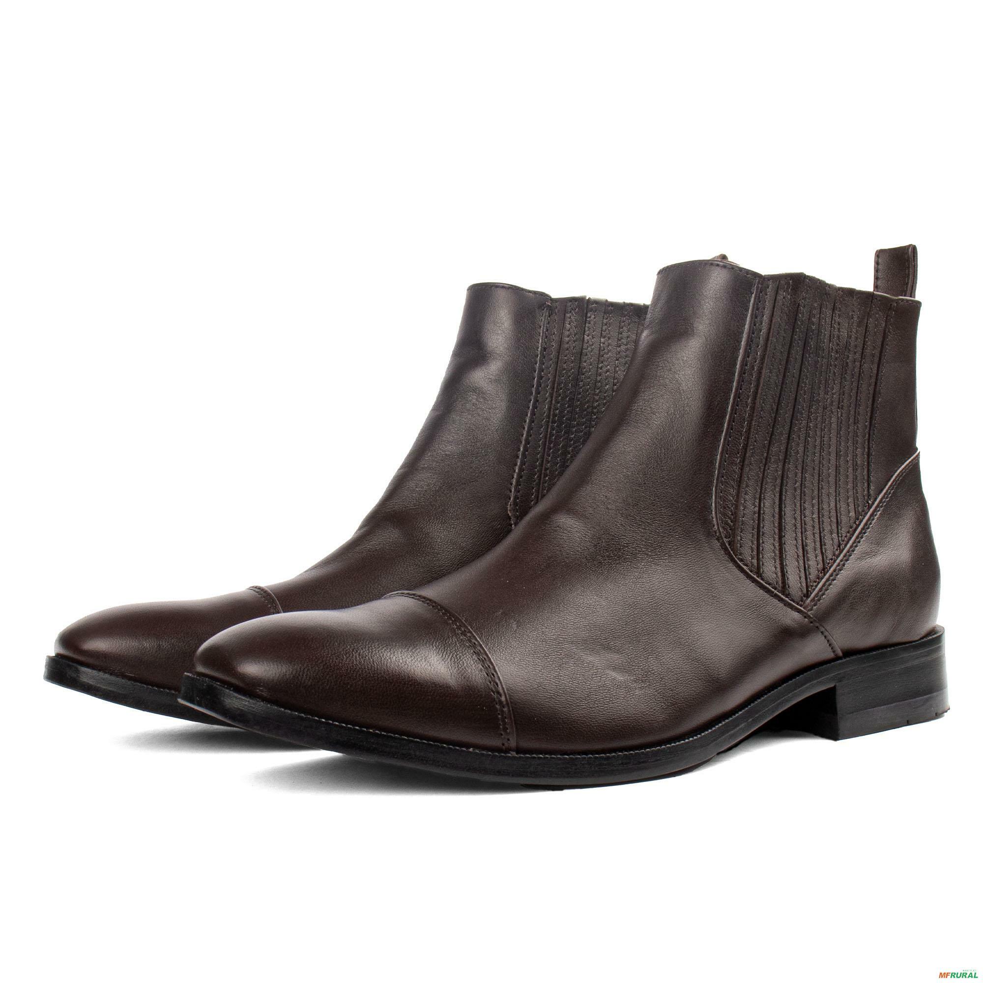 Botina Masculina Social Garotti Couro Pelica Café - 1341 - Cor: 814146