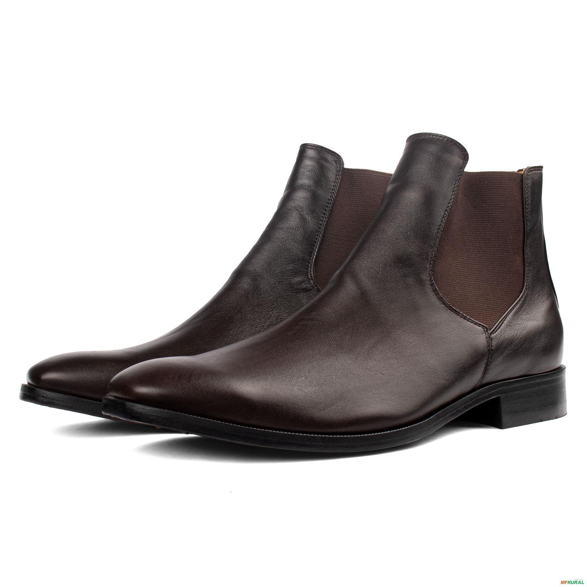 Botina Masculina Social Garotti Couro Pelica Café - 1340 - Cor: 814167