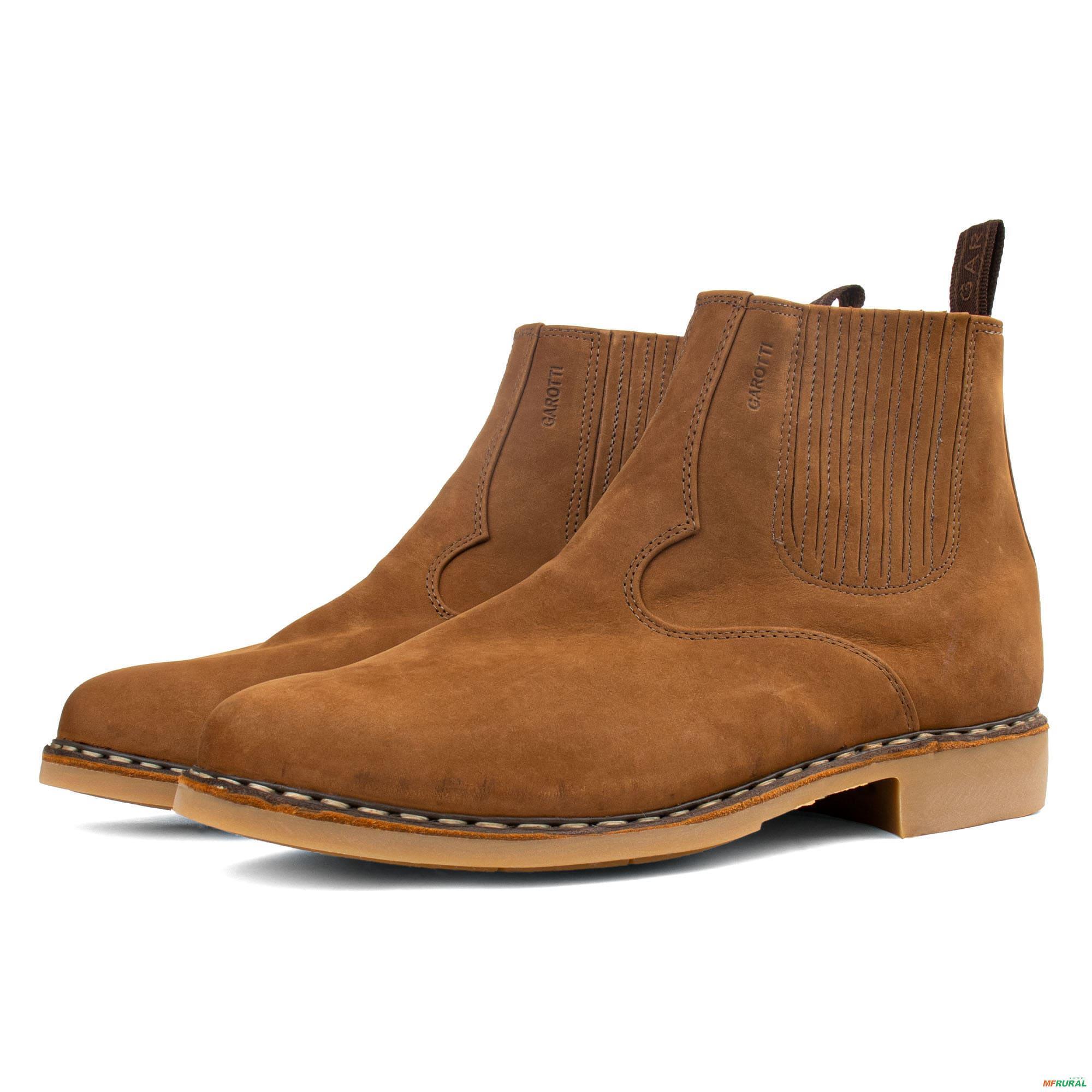 Botina Masculina Garotti Vira Francesa em Couro Nobuck Taupe - 814455