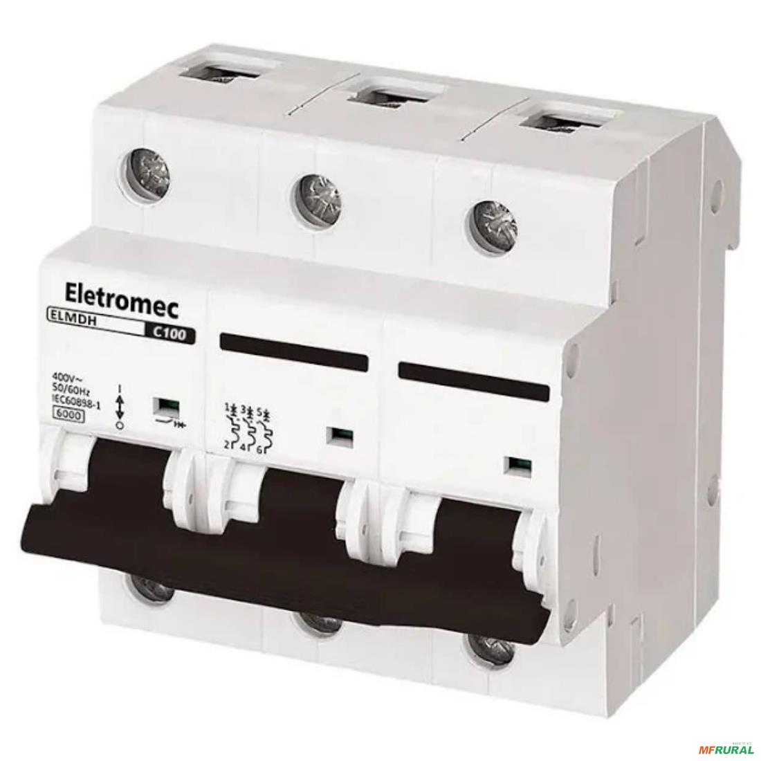 Disjuntor Din Tripolar Trifasico Eaton Eletromec 3P 100A 6Ka 840703