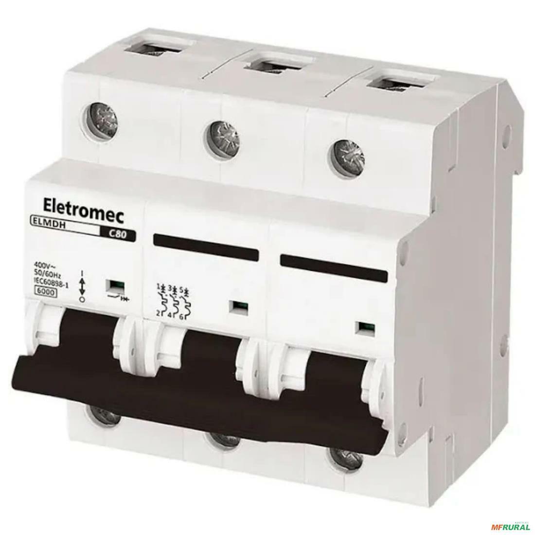 Disjuntor Din Tripolar Trifasico Eaton Eletromec 3P 80A 6Ka 840705