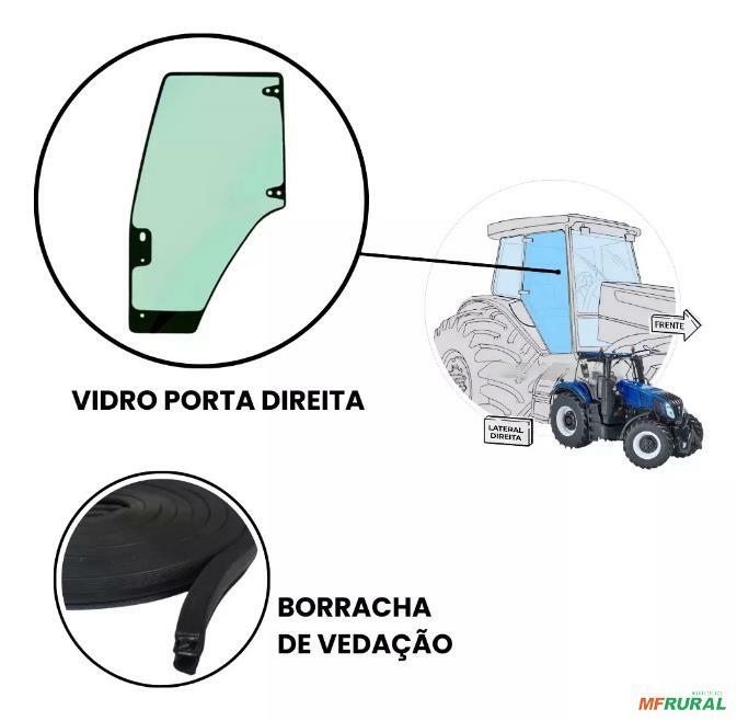 Kit Borracha E Vidro Porta Esquerda New Holland Tm-Tl-Ts em 813450